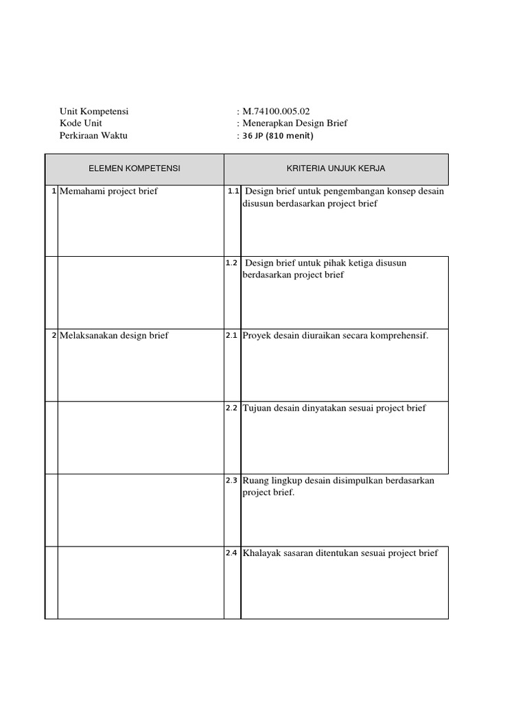 Matriks Pelatihan Kerja - DESAIN GRAFIS - MUHAMMAD RIDHO | PDF