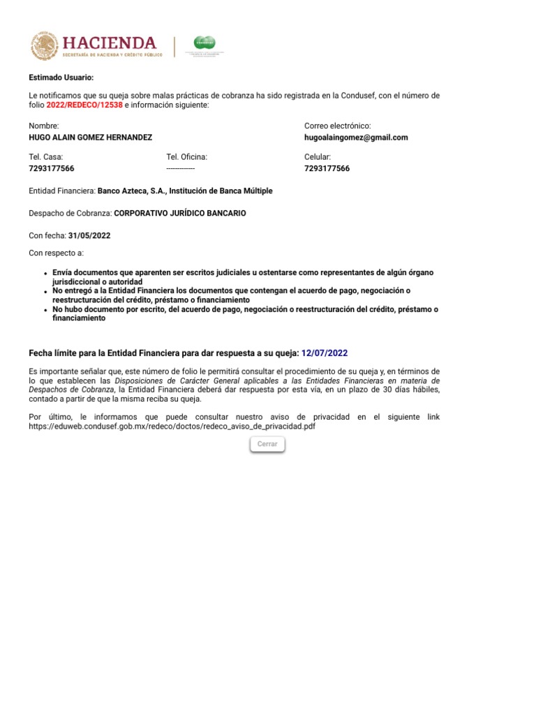 Imprimir Acuse | PDF