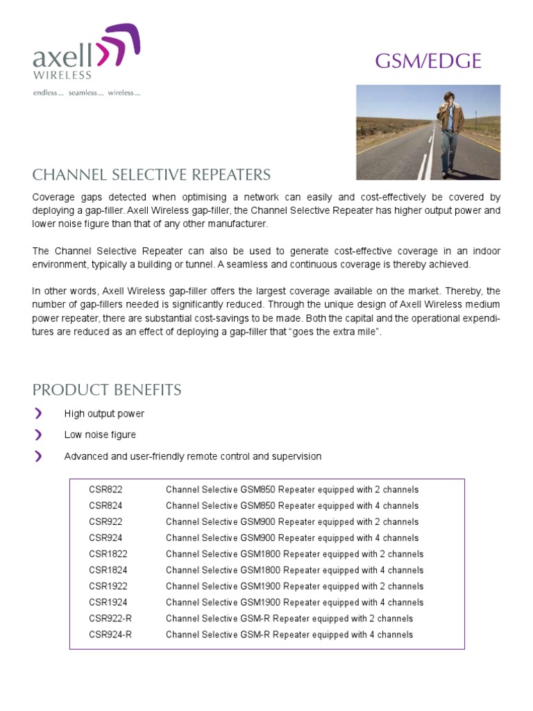 Axell Wireless CSR Channel Selective Repeaters - Data Sheet | PDF | Gsm | Telecommunications ...