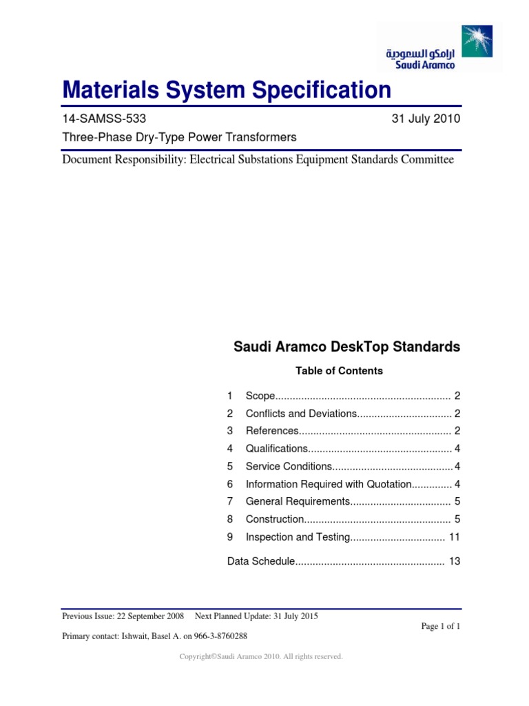 14 Samss 533 | PDF | Transformer | Electrical Wiring