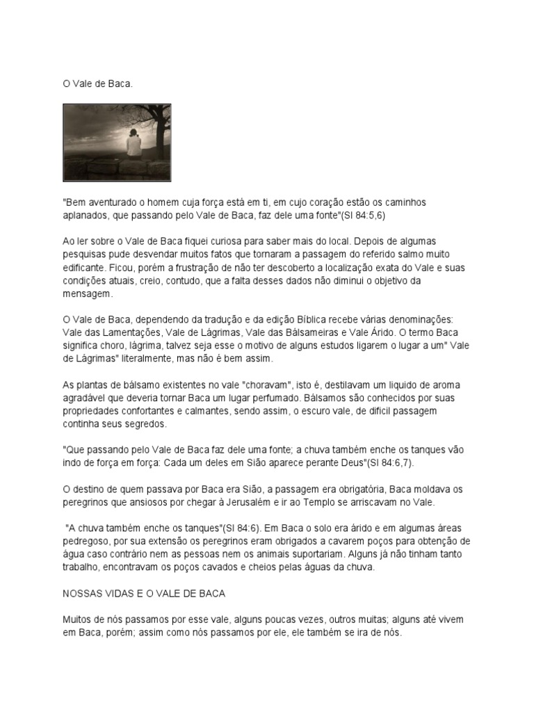 Salmos 84 6 O Vale de Baca | PDF