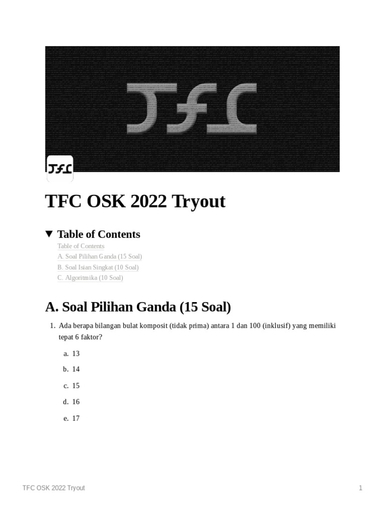 TFC OSK 2022 Tryout | PDF