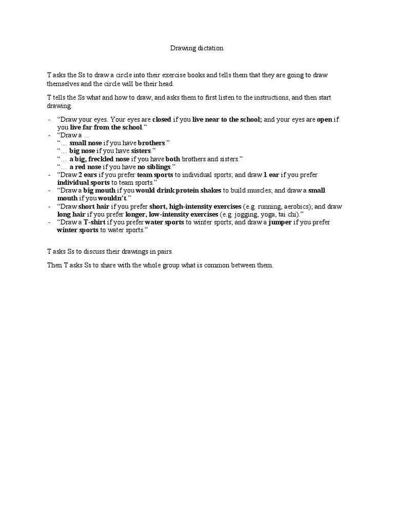 Drawing Dictation | PDF | Language Arts & Discipline | Home & Garden