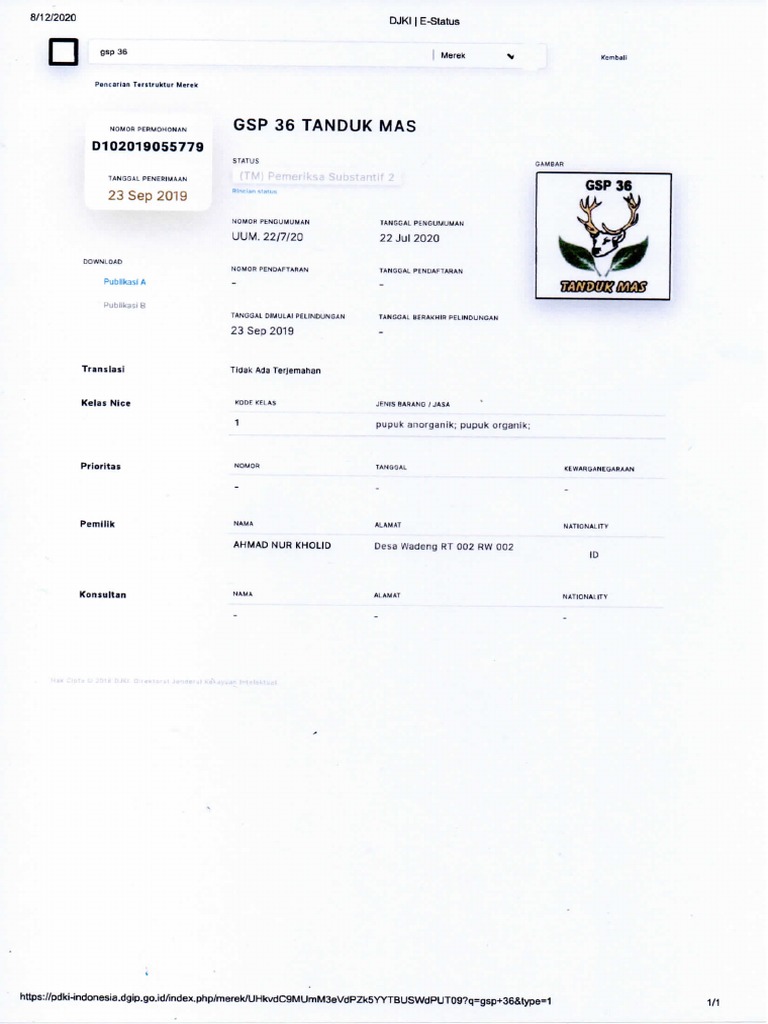 Ijin GSP 36 Tanduk Mas | PDF