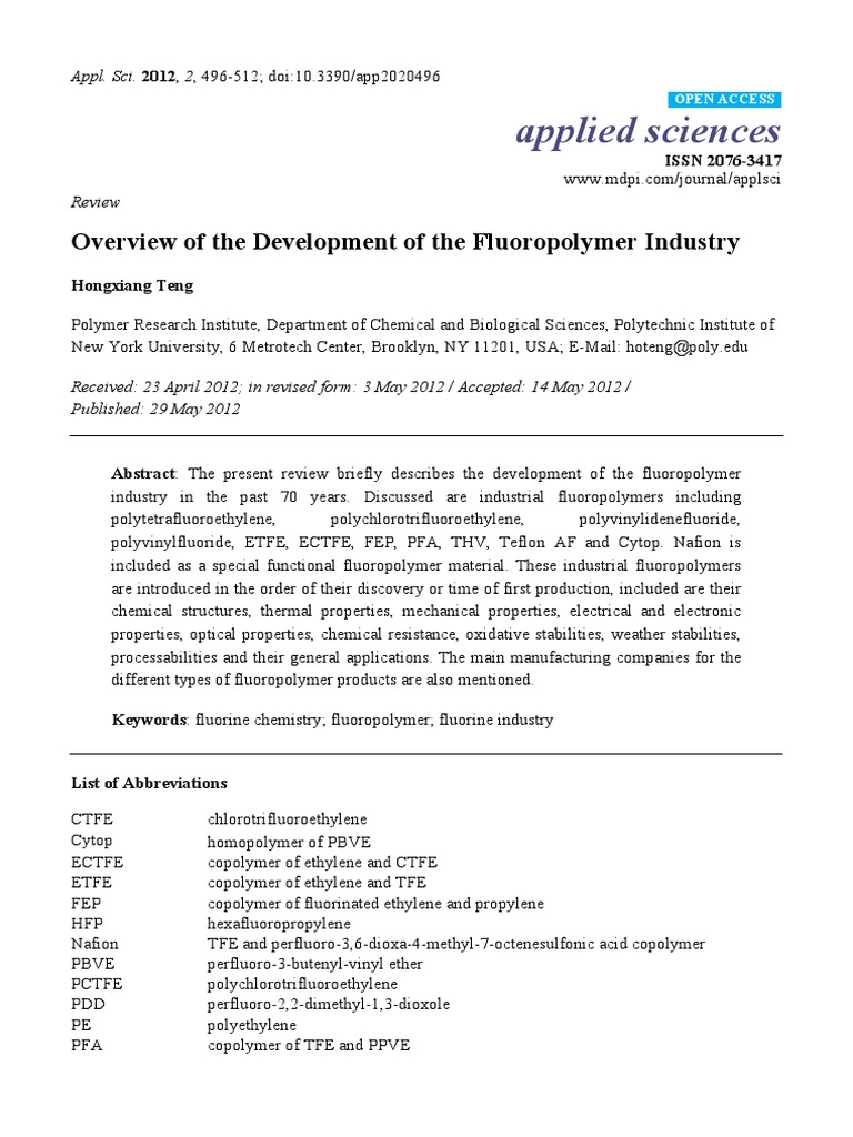 Overview of The Development of The Fluoropolymer I | PDF | Polymers ...
