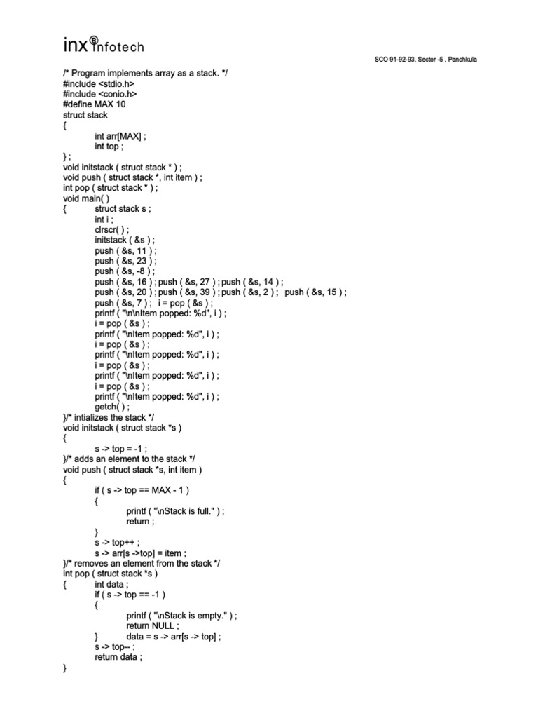 Program Implements Array As A Stack-1 | PDF
