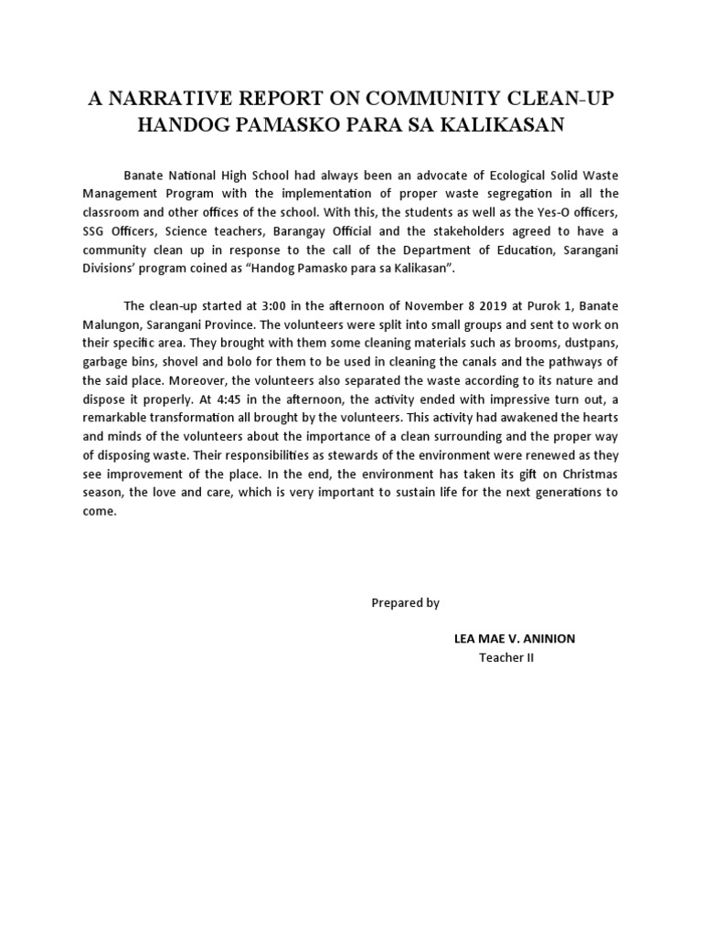 A Narrative Report On Community Clean | PDF