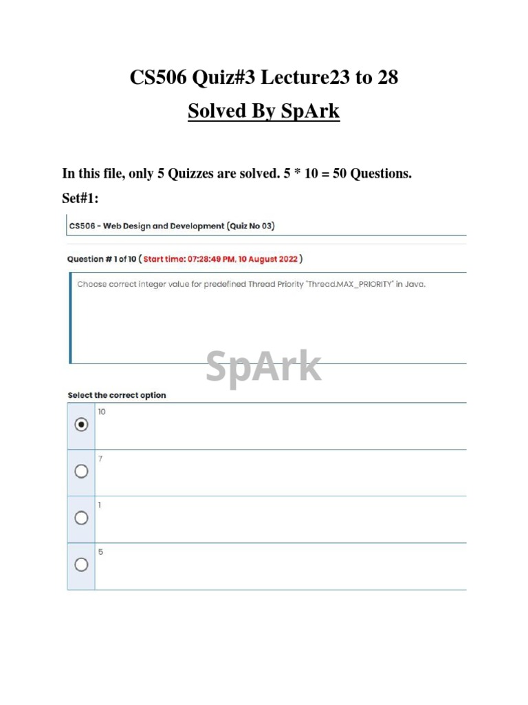 CS506 Quiz-3 by Spark | PDF