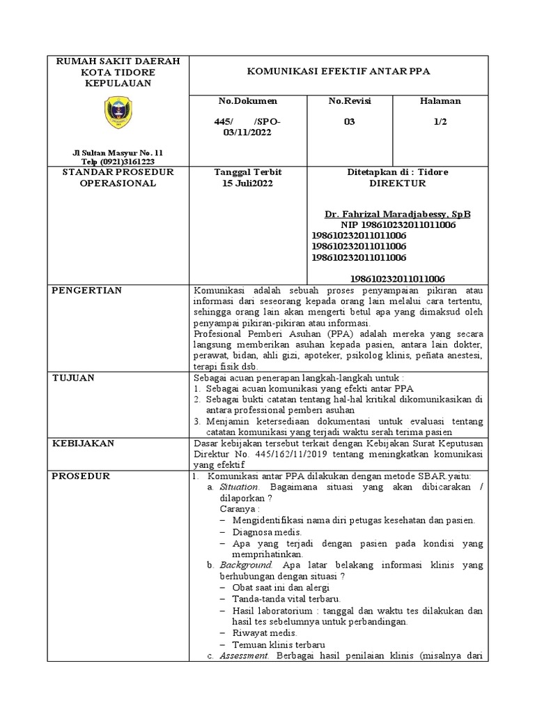 SOP Komunikasi Efketif Antar PPA | PDF