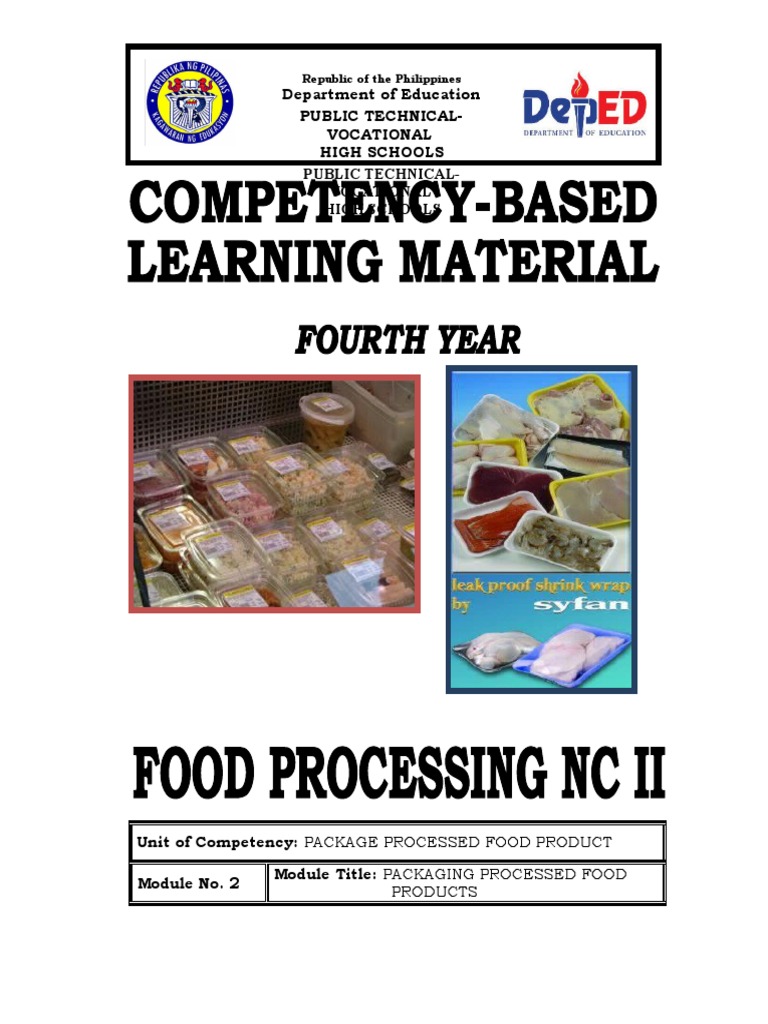 Y4 - Module 2 - Package Processed Food Products-FINAL | PDF | Packaging And Labeling | Foods