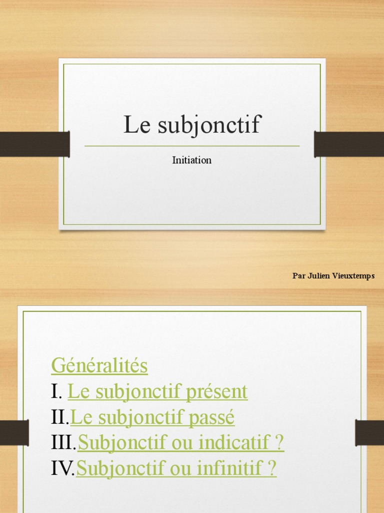 Le Subjonctif | PDF | Morphologie | Mécanique du langage