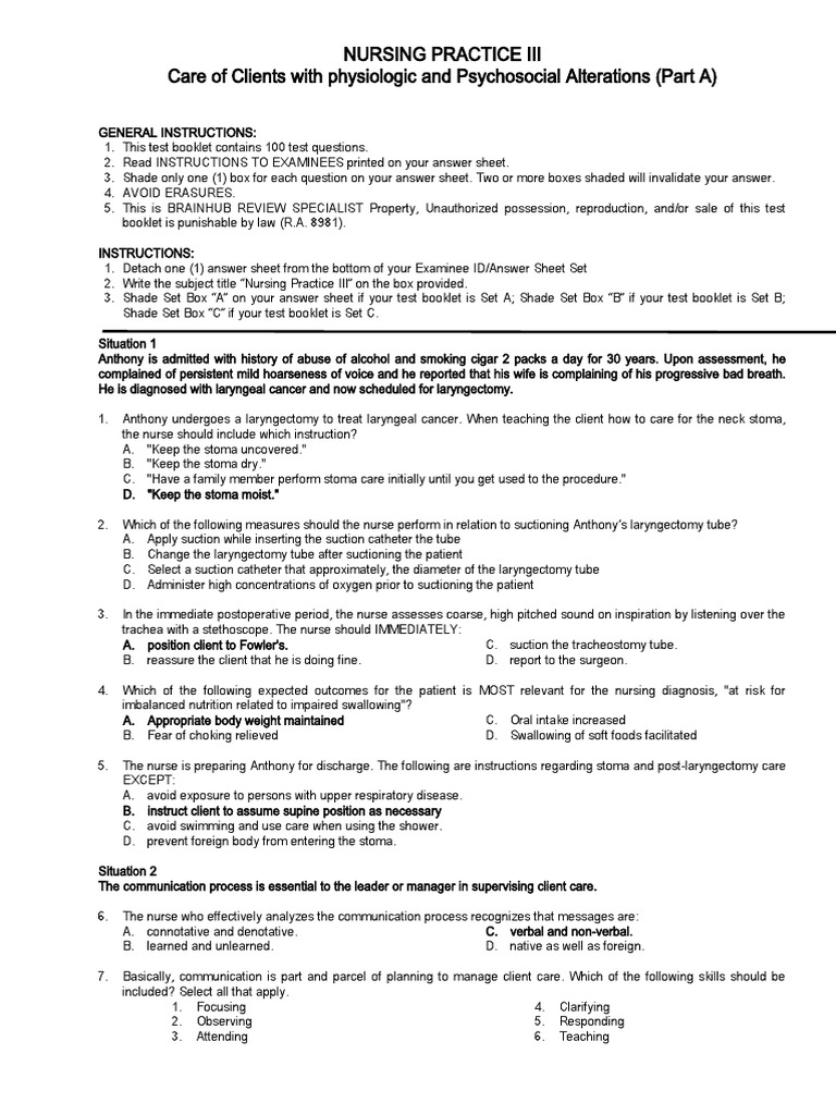 NP3 SET A With Answers | PDF | Gallbladder | Surgery