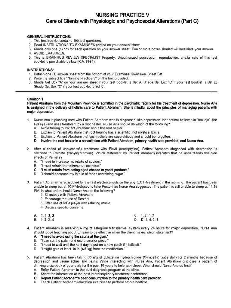 NP5-SET-A-with-answers | PDF | Naloxone | Risperidone