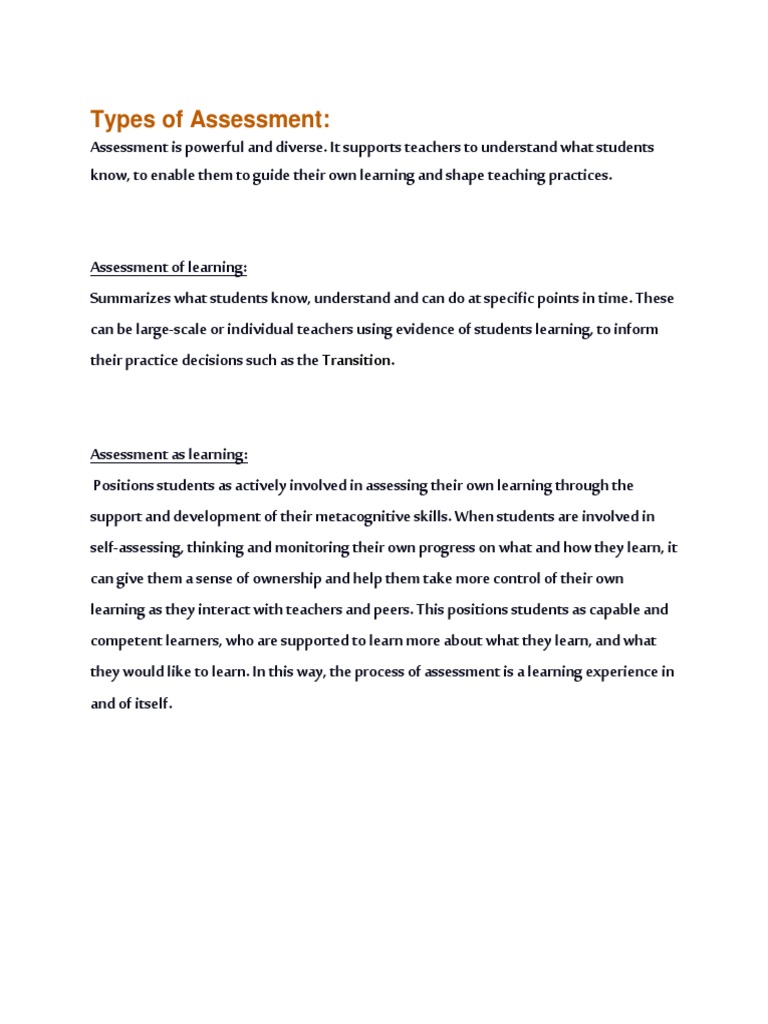 Types of Assessment | PDF | Career & Growth