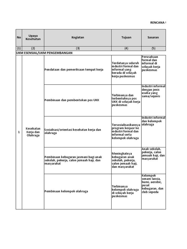 Kesjaor&Lansia Format Ruk RPK Tahunan Puskesmas 2022 | PDF