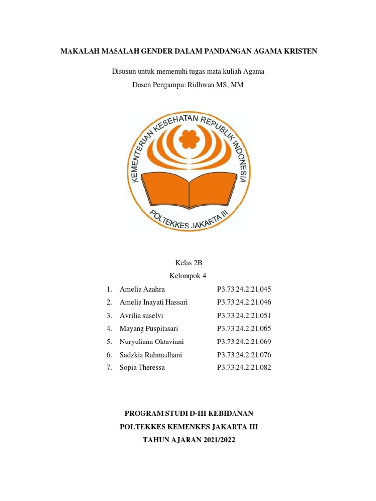 Makalah Kel 4 Gender Dalam Pandangan Agama Kristen | PDF Makalah Kel 4 Gender Dalam Pandangan Agama Kristen | PDF