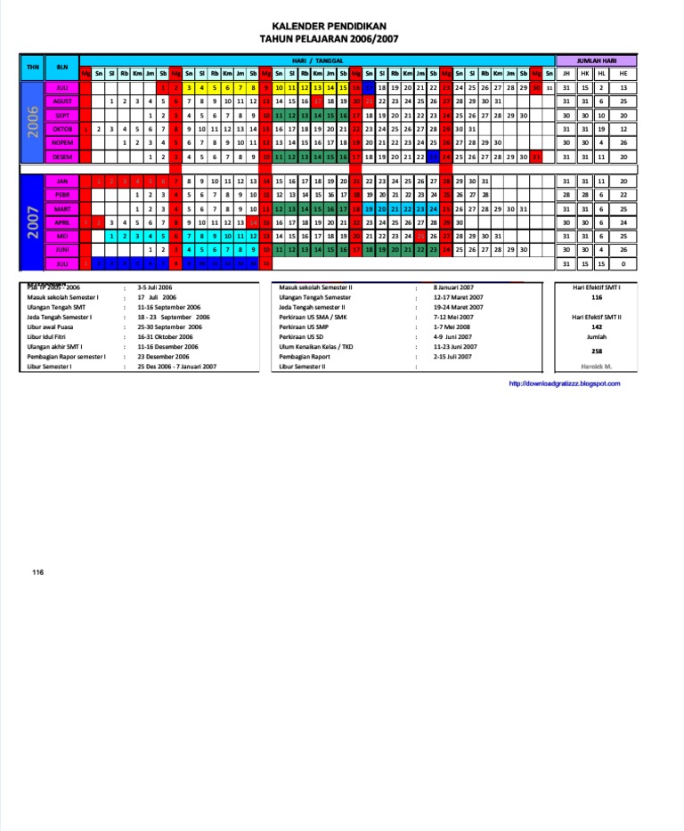 Kalender Pendidikan 2006 2007 | PDF