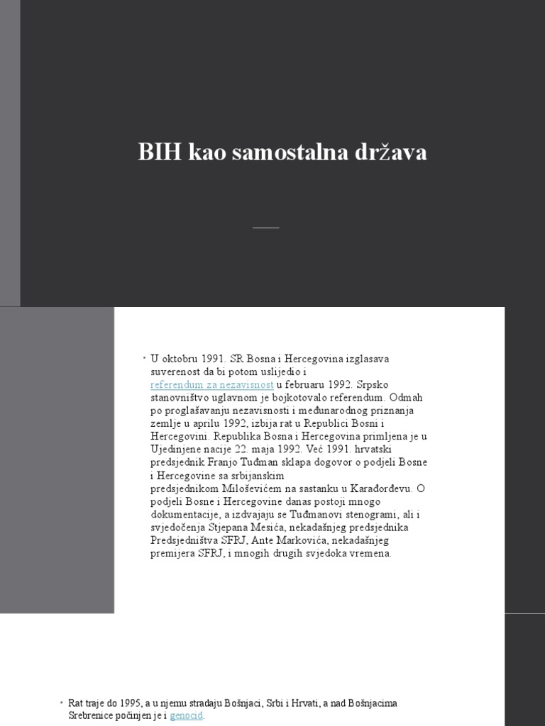BIH Kao Samostalna Drzava | PDF