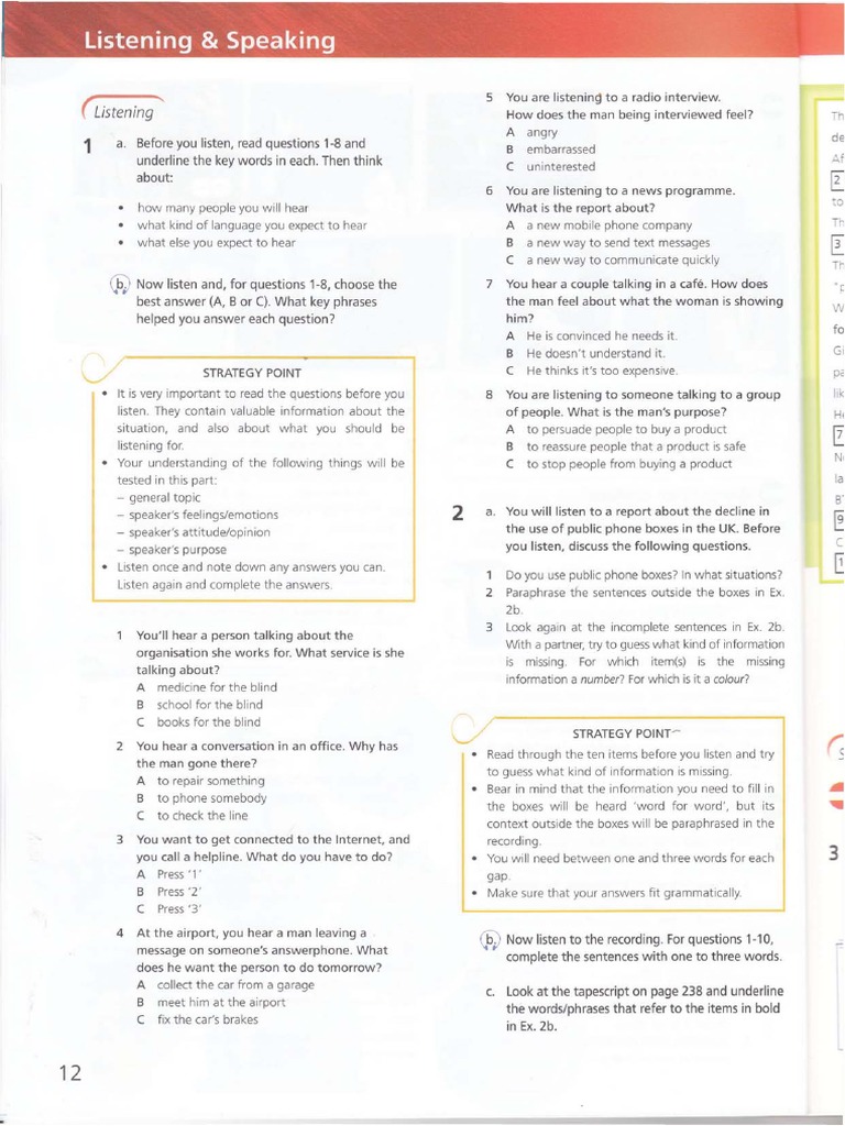 Upstream Upper Uni1 Listening | PDF