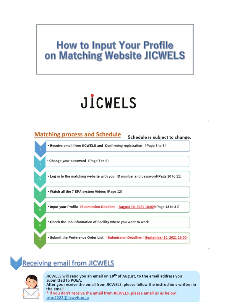 JICWELS Profile Input Guide | PDF | Login | Password