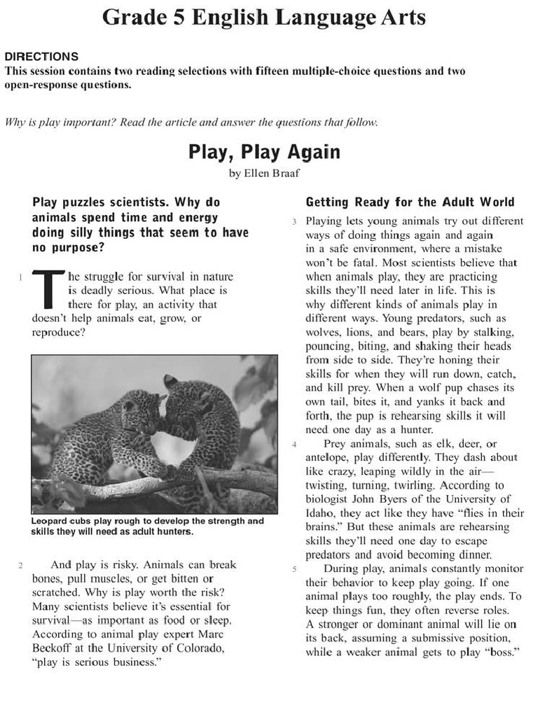 5th Grade ELA SBAC | PDF