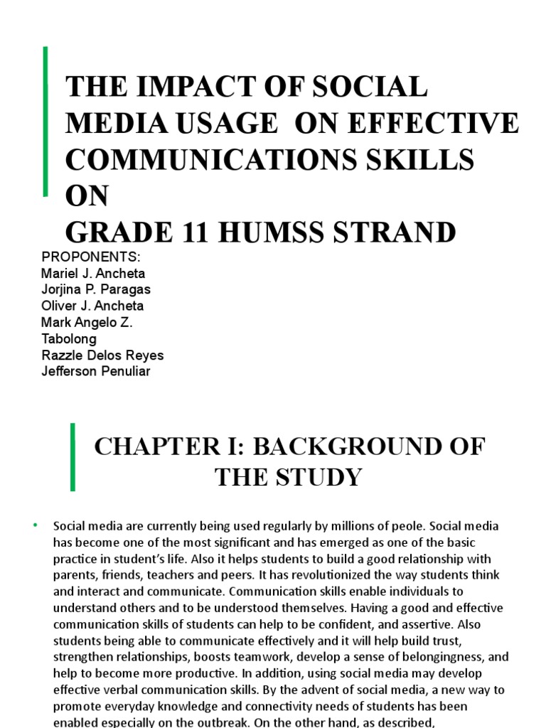 The Impact of Social Media Usage On Effective Communications Skills ON ...