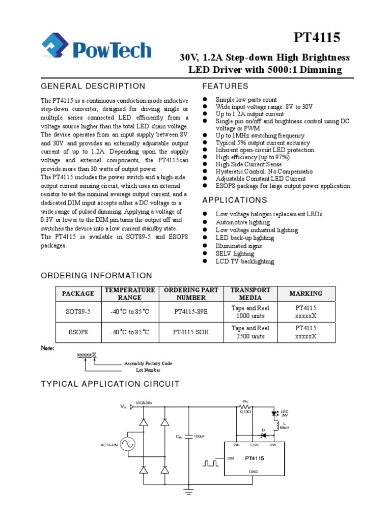 PT4115E | PDF | Capacitor | Inductor