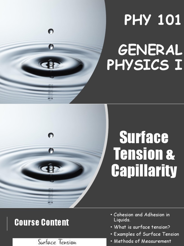 Phy 101 Surface Tension and Capillary Effect | PDF | Drop (Liquid) | Surface Tension