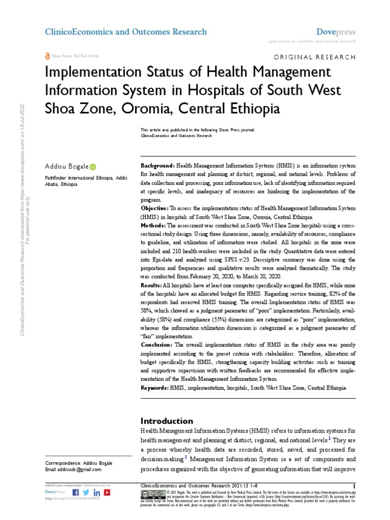 Ceor 288998 Implementation Status of Health Management Information ...