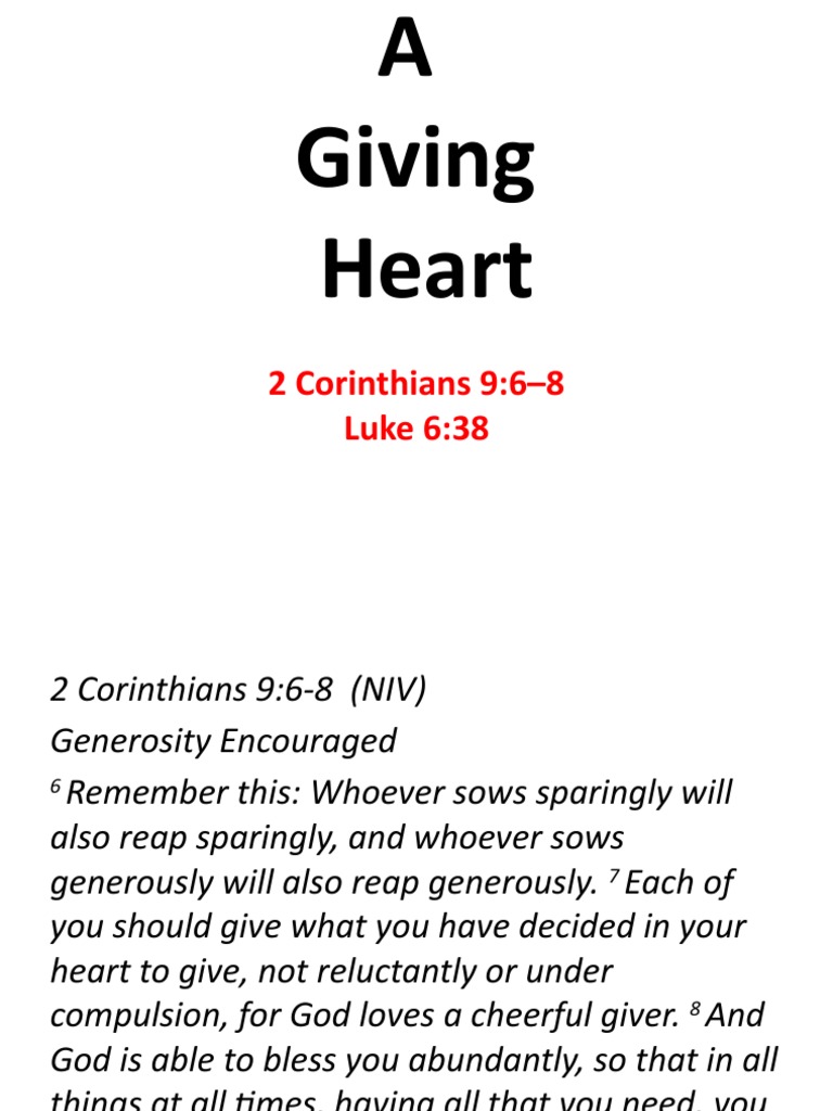 A Giving Heart Sermon | PDF | Generosity | Jesus
