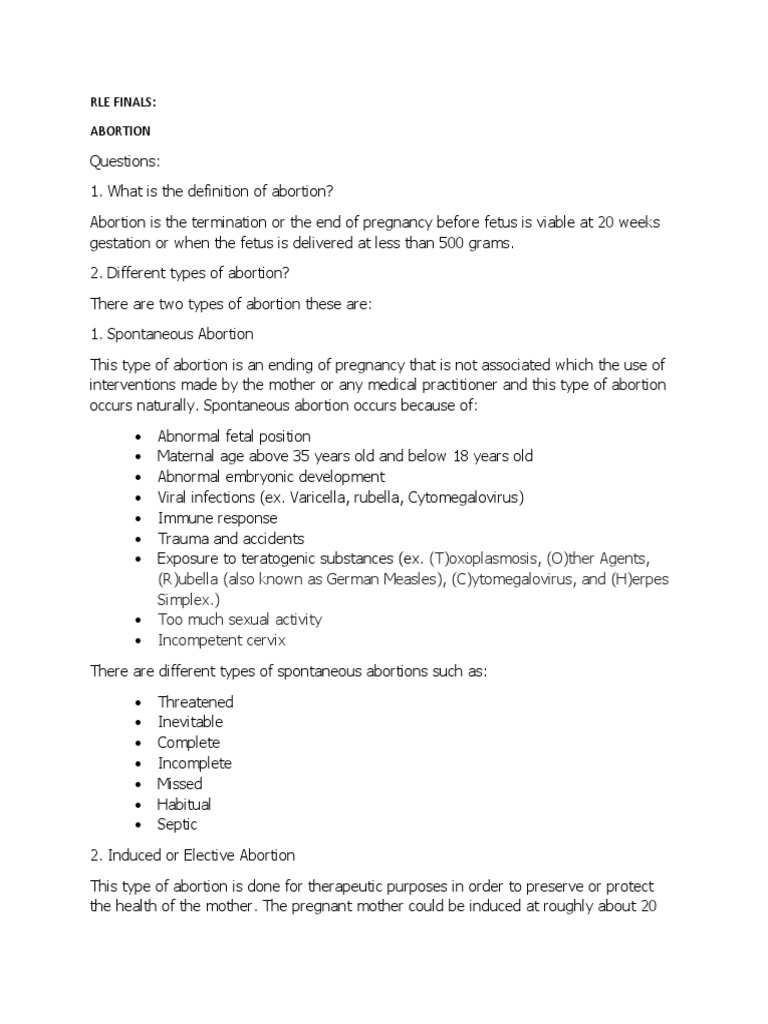 Rle Finals | PDF | Miscarriage | Childbirth