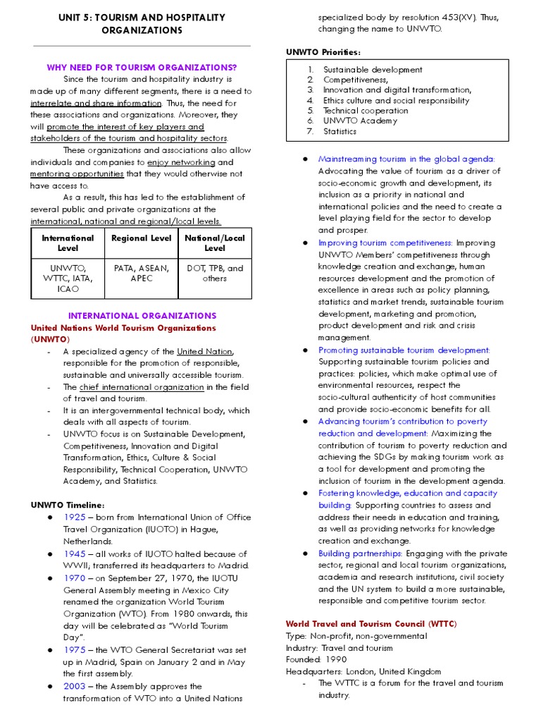 Unit 5 Tourism and Hospitality Organizations | PDF | Asia Pacific Economic Cooperation | Economies
