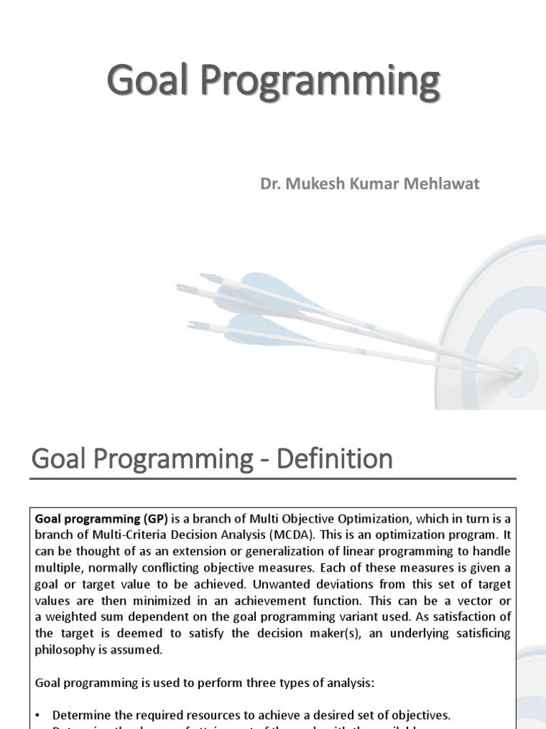 Goal Programming Mod MM | PDF | Mathematical Optimization | Applied Mathematics