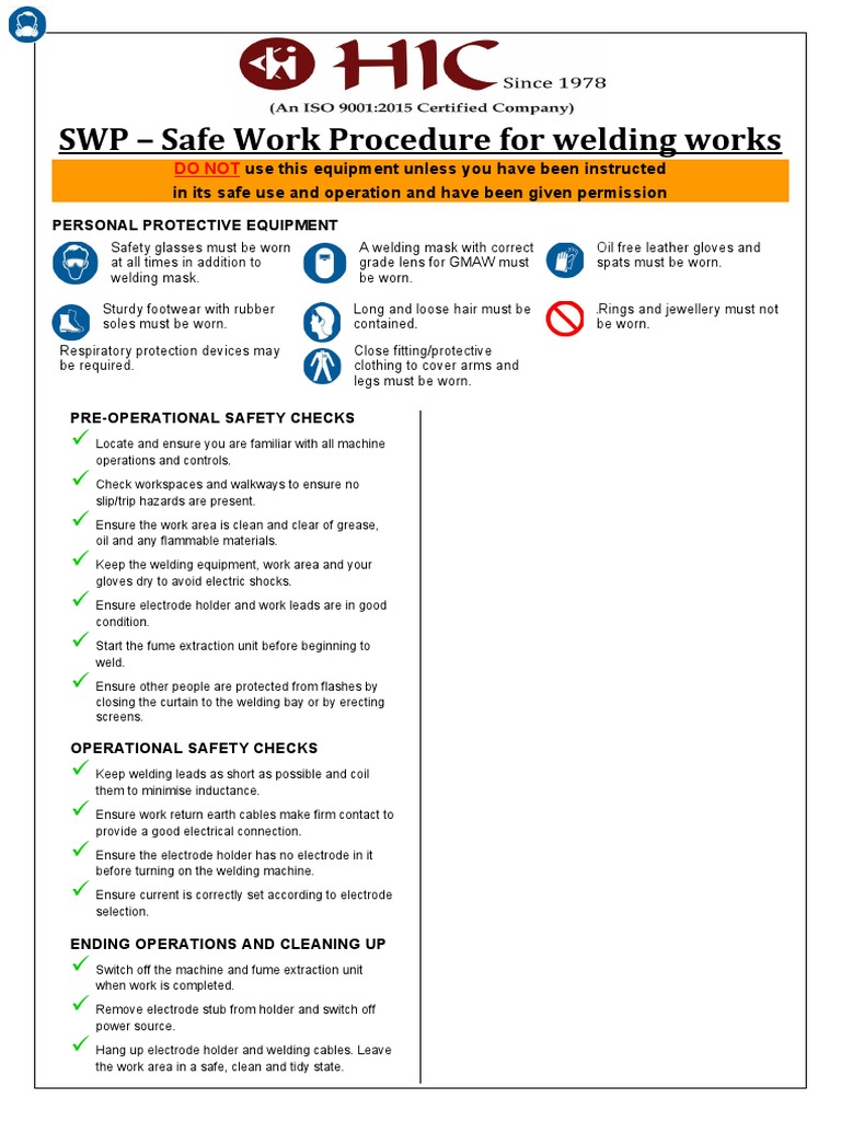 SWP - Welding Work | PDF | Welding | Construction