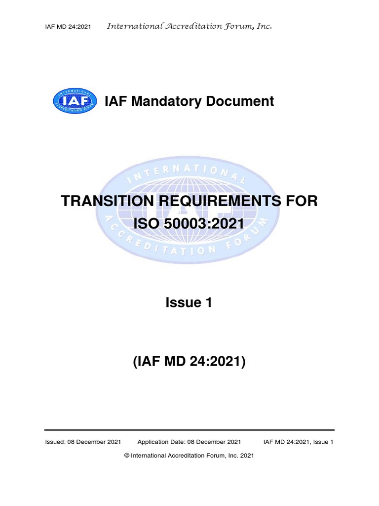 IAF MD 24 Issue 1 Publication Version | PDF | Business