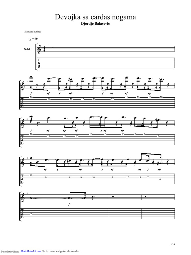 Devojka sa Cardas Nogama Tabs | PDF | Musical Compositions | Pitch (Music)