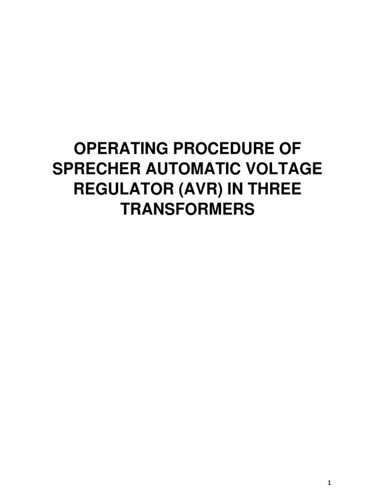 AVR Operation For Three Transformers - MJEC | PDF | Transformer | Power ...