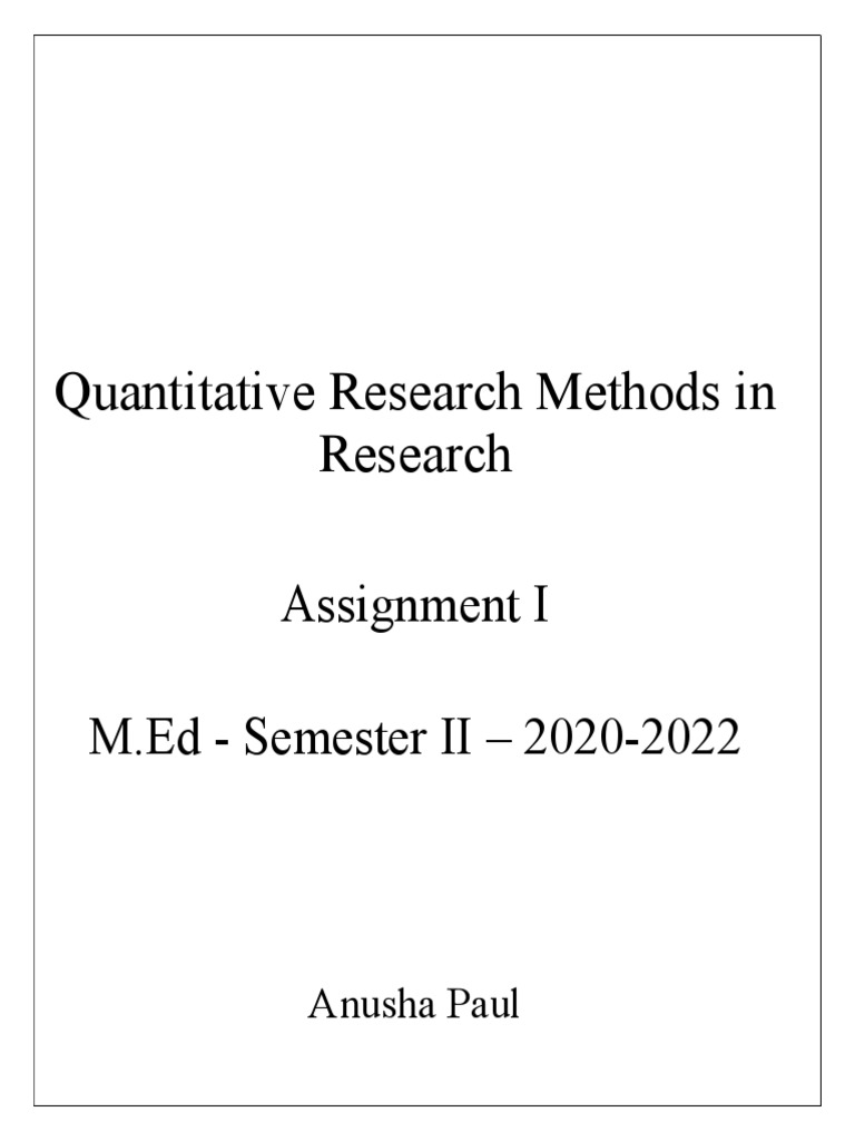Assignment 1 - Quantitative Research Methods | PDF | Sampling ...