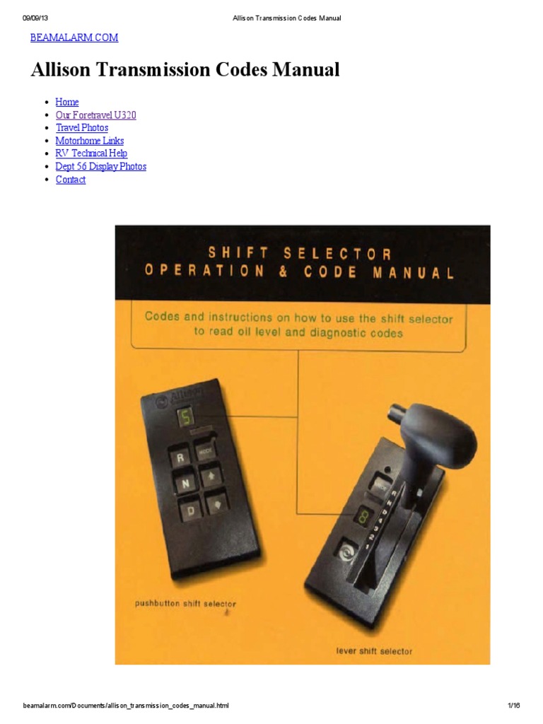 Allison Transmission Codes Manual | PDF | Vehicles | Camping