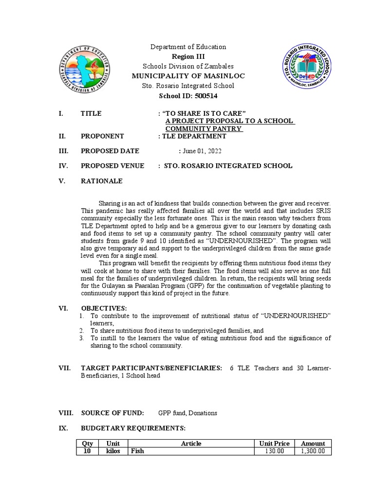 Proposal Community-Pantry | PDF | Foods | Nutrition