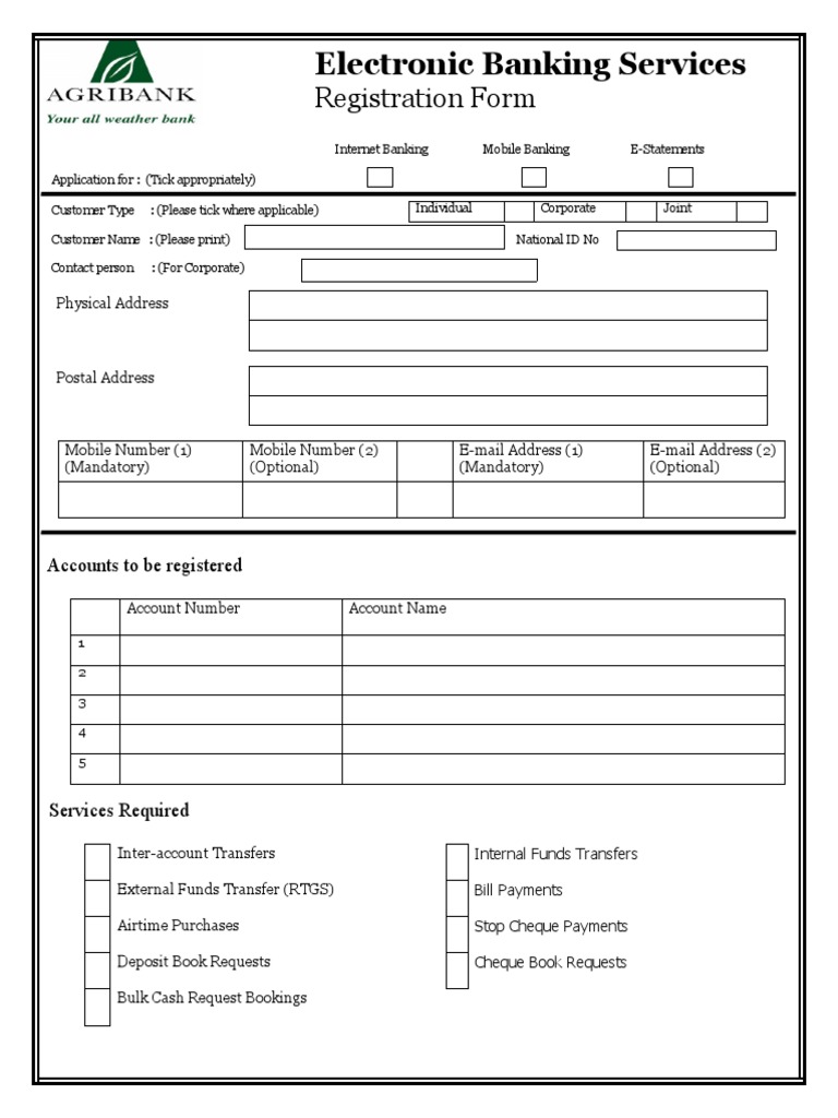 Internet Banking Registration Form | PDF | Online Banking | Banks & Banking