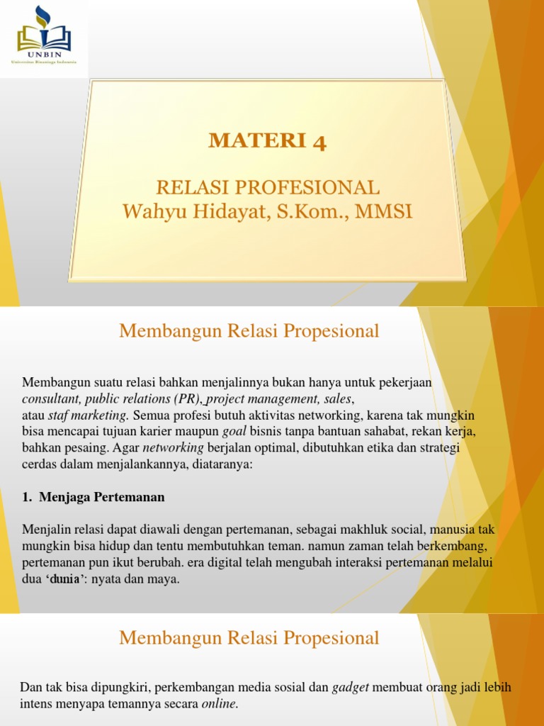 Membangun Relasi Profesional yang Efektif | PDF | Karier & Perkembangan ...