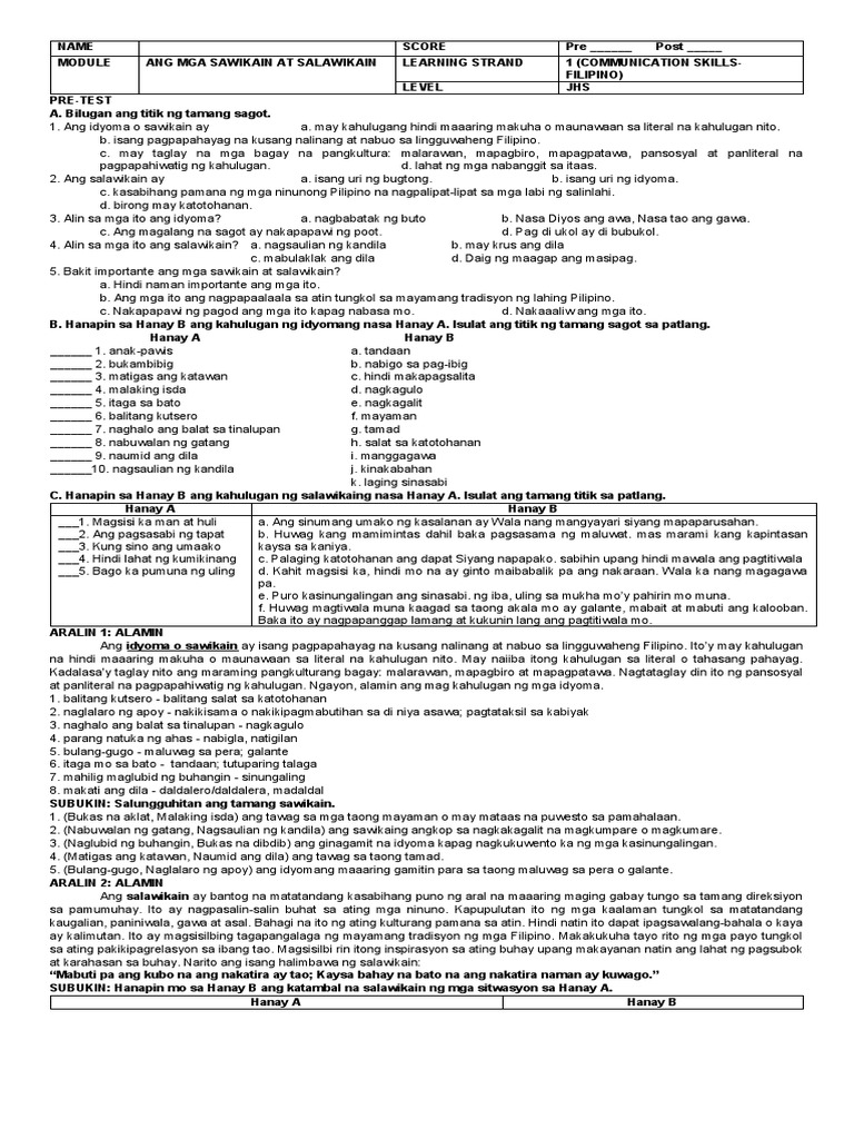 LS 1 Communication Skills Filipino | PDF