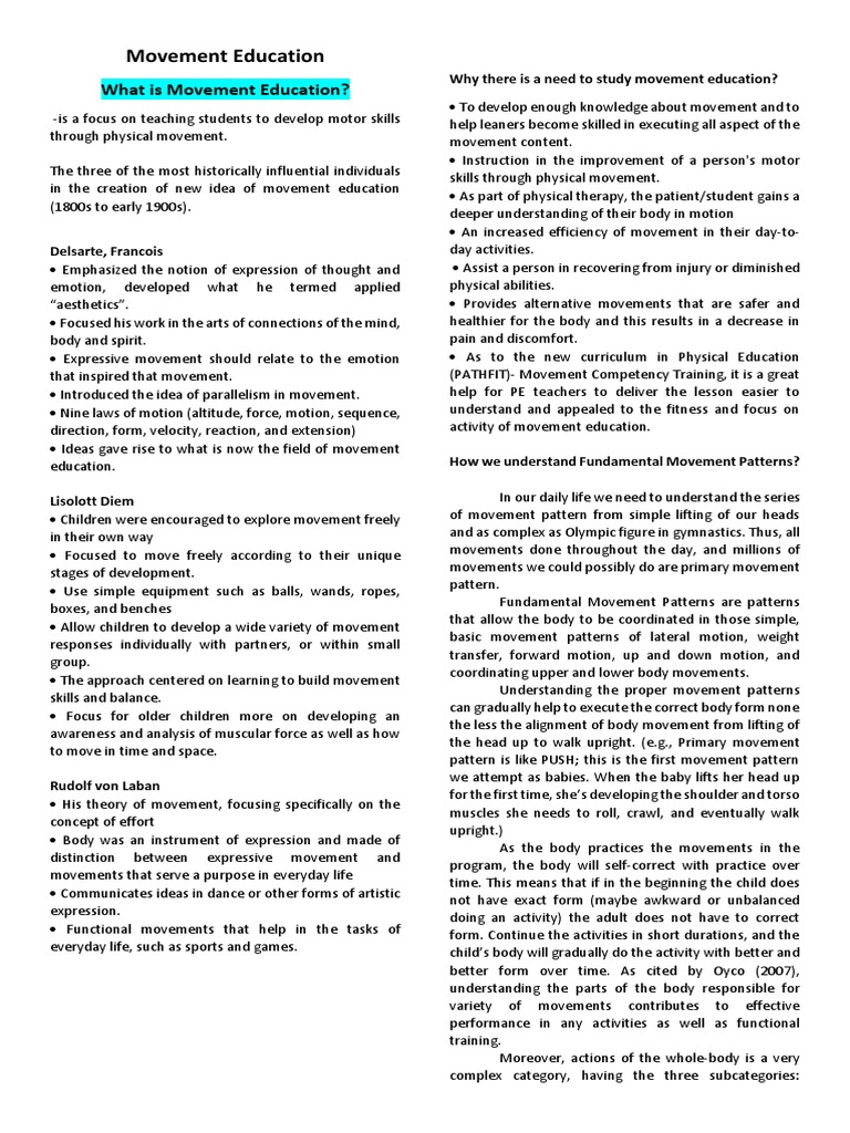 Movement Education MOD 1 | PDF | Physical Fitness | Aerobic Exercise