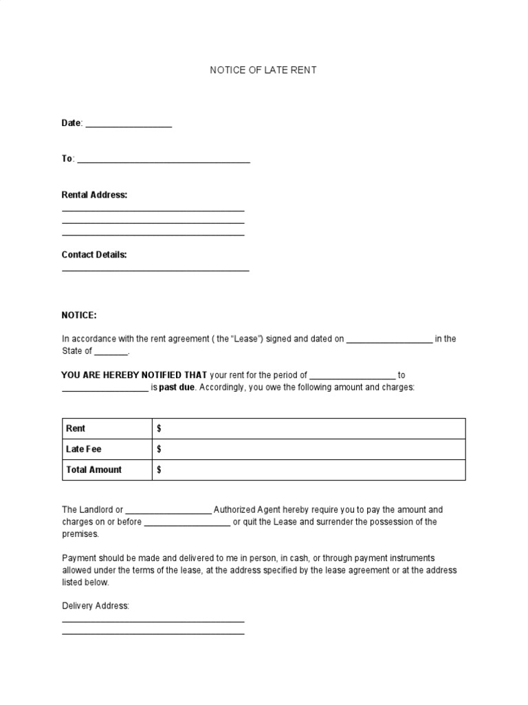 Notice of Late Rent Form | PDF