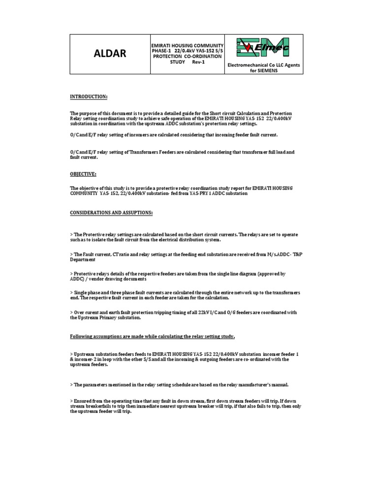Relay Setting Calculation NPC Yas152 Rev 1 | PDF | Electrical ... Relay Setting Calculation NPC Yas152 Rev 1 | PDF | Electrical ...