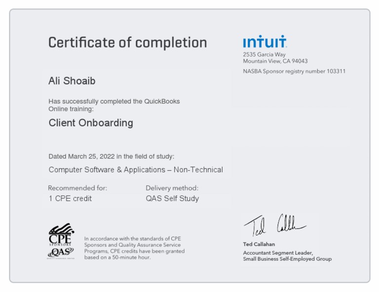 2-CPE Credit - ClientOnboarding - Ali Shoaib | PDF