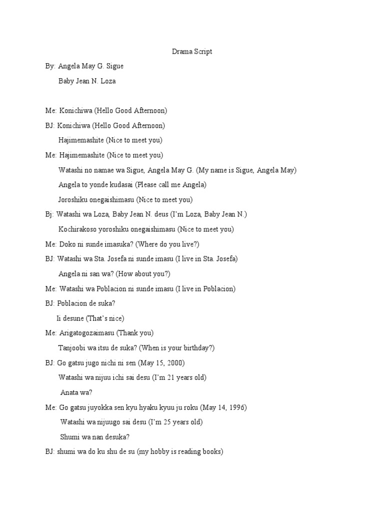 Drama Script - Task 6 - Angela May G. Sigue Abel2a | PDF | Language ...