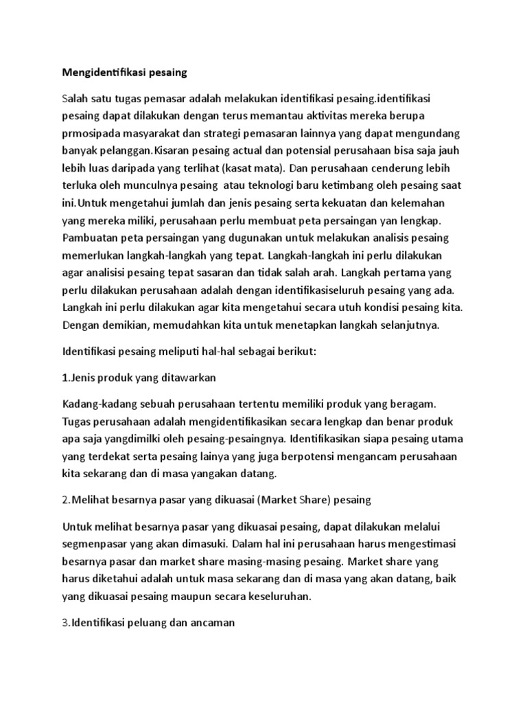 Mengidentifikasi Pesaing | PDF