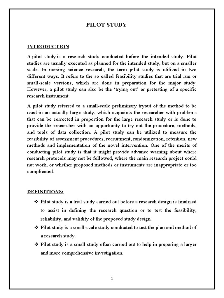 pilot study | PDF | Sampling (Statistics) | Validity (Statistics)